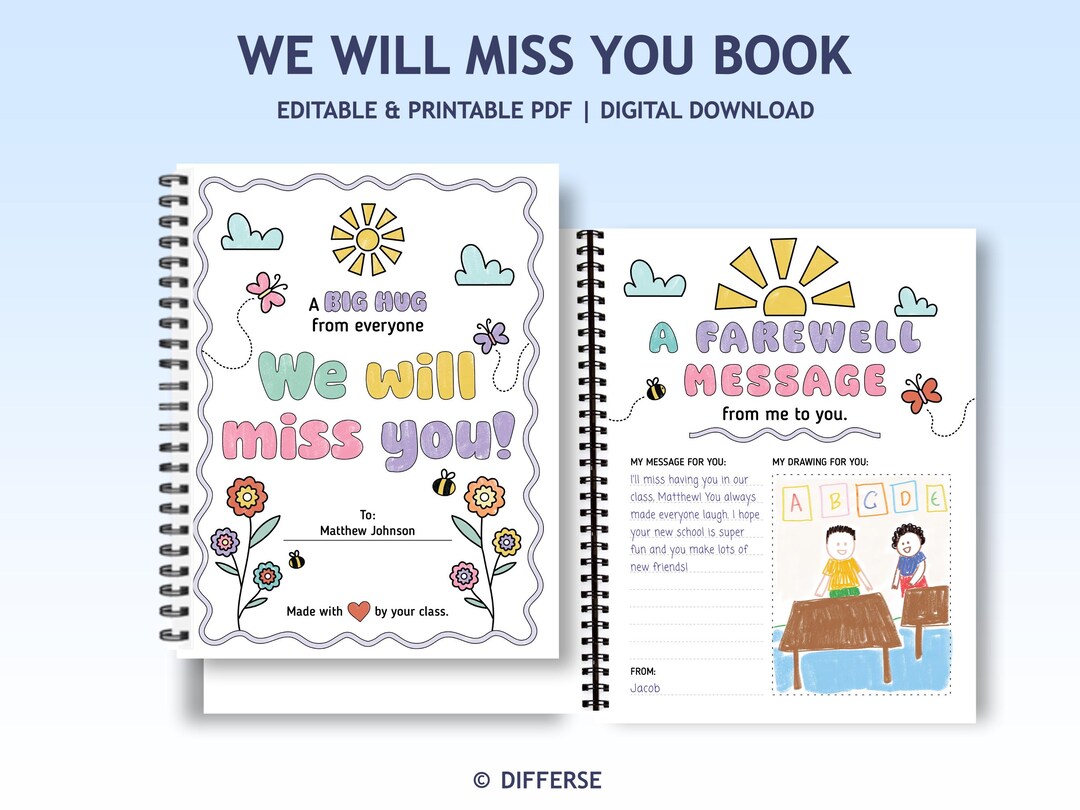 We Will Miss You Class Book | Goodbye Cards Book | Goodbye Book for ...