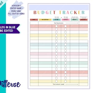 Kids Budget Tracker Editable Budget Tracker Allowance Tracker Kids ...
