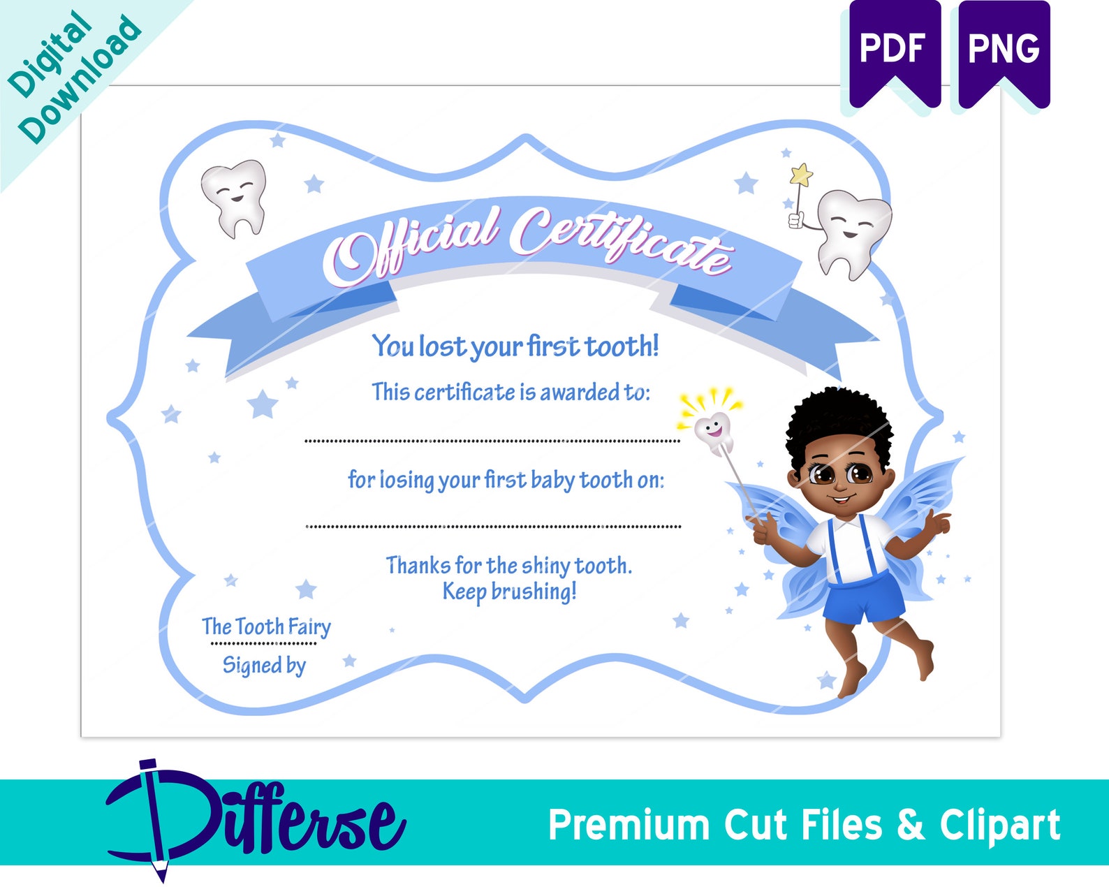 Tooth Fairy Certificate for Boys First Lost Tooth Tooth - Etsy