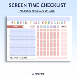 Screen Time Checklist | Screen Time Chart | Screen Time Tracker | Chore ...