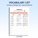 Vocab or Glossary Study Sheet-printable-learning Study Note Digital ...