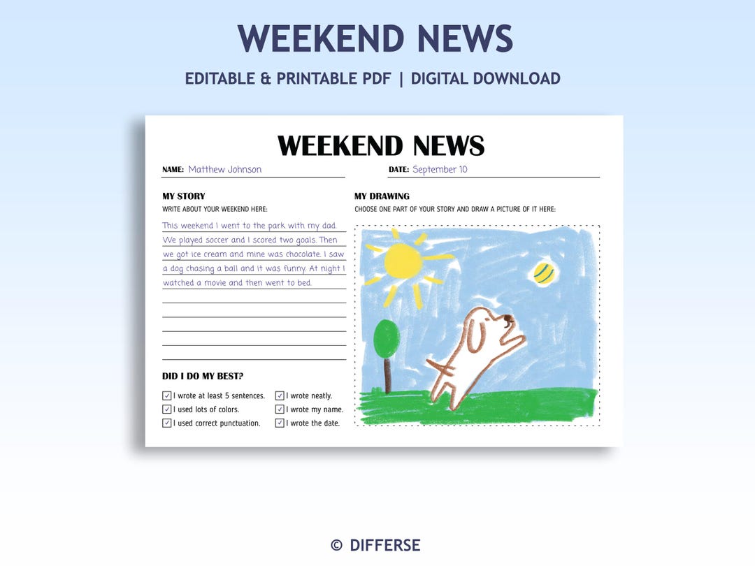 Editable Weekend News | Writing Prompt | Creative Writing | Writing ...