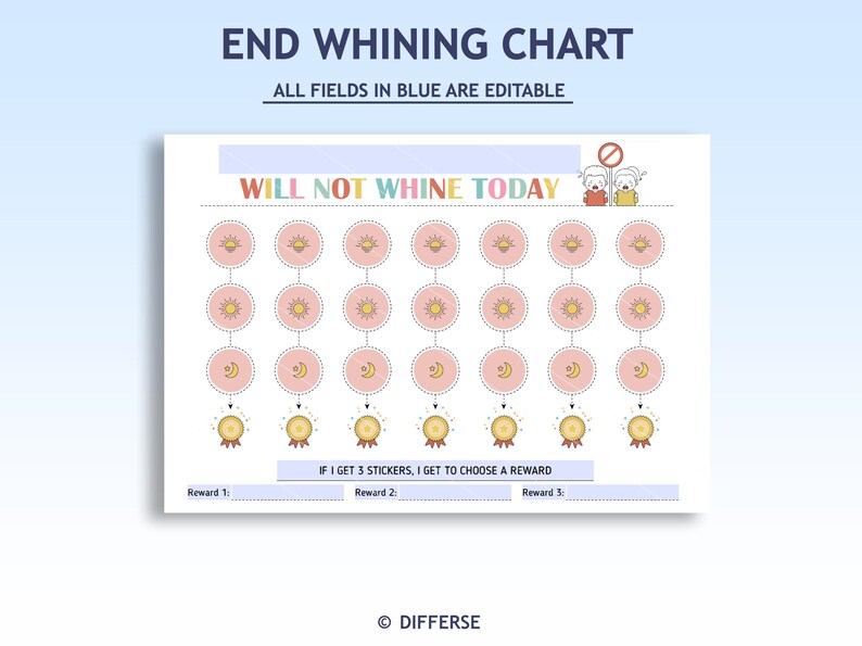 Stop Whining Behavior Chart | Toddler Tantrum Chart | Behavior Reward ...