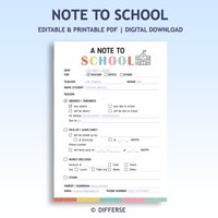 Printable Note From Home PDF | School Note From Home | Printable School ...