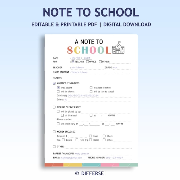 School Note - Etsy
