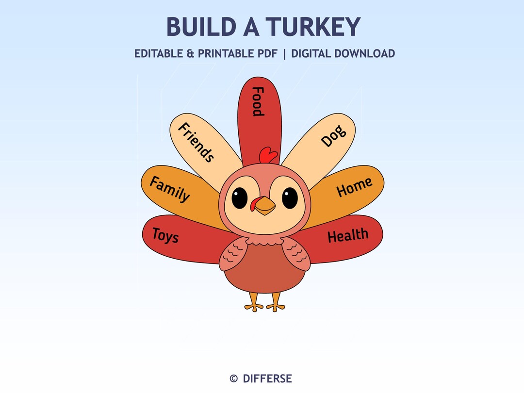 Build a Turkey | Turkey Printable | Turkey Craft | Thanksgiving Game ...