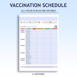 Child Vaccination Schedule | Immunization Record | Vaccine Chart ...