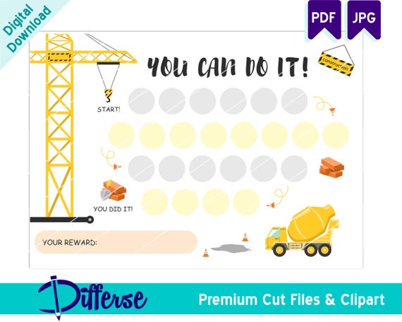 Printable Construction Reward Chart For Children Behavior | Etsy