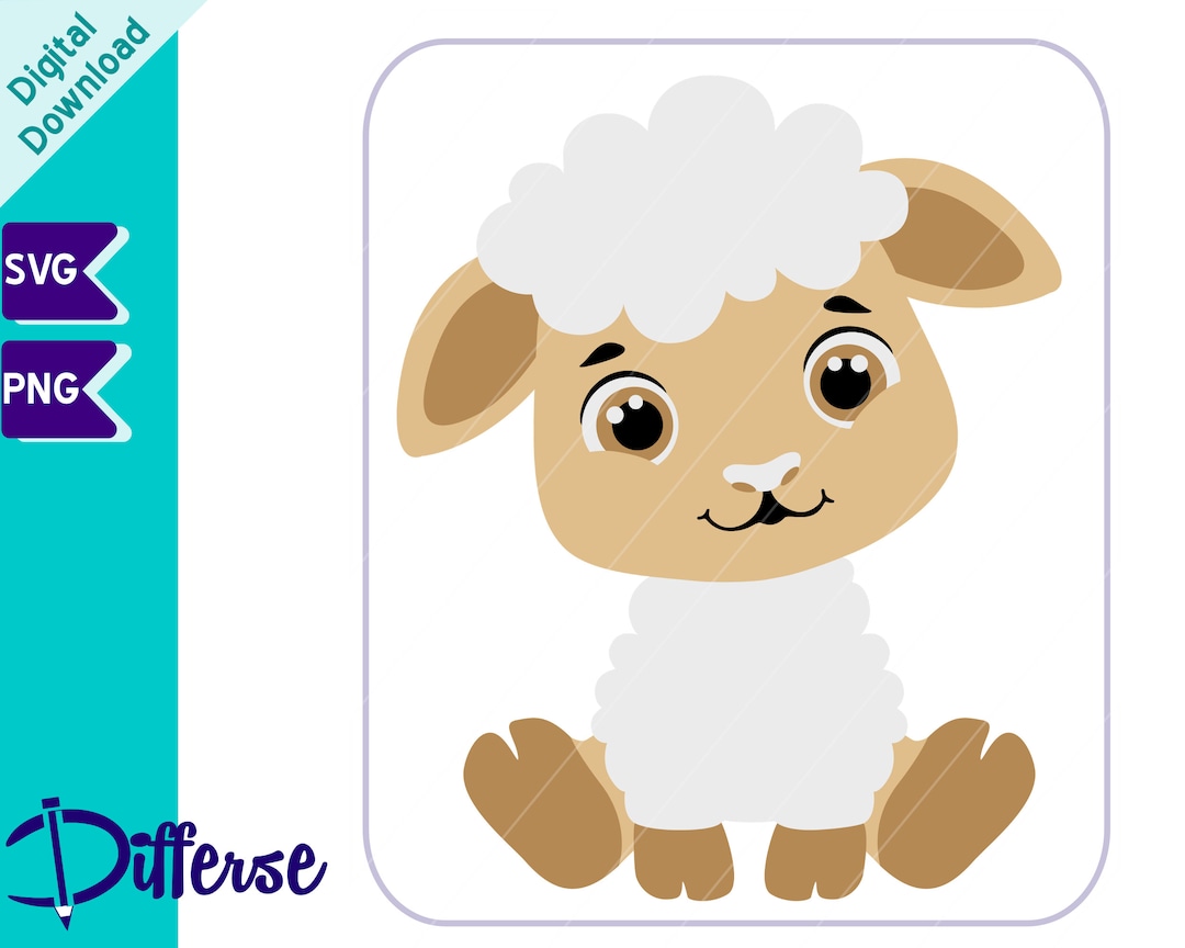 Cute Baby Sheep SVG | SVG Cut File & PNG | Cat Svg | Baby Farm Animal ...