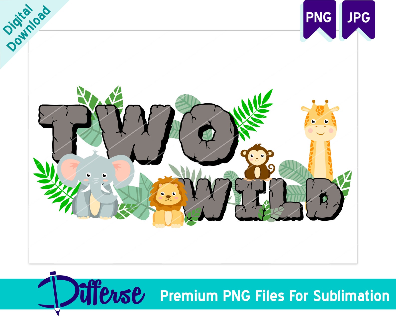 Two Wild PNG Jungle PNG Safari PNG Baby Animals Png | Etsy