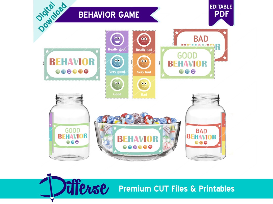 Behavior Jar Labels | Behavior Marbles Game | Kids Behavior Tracker ...