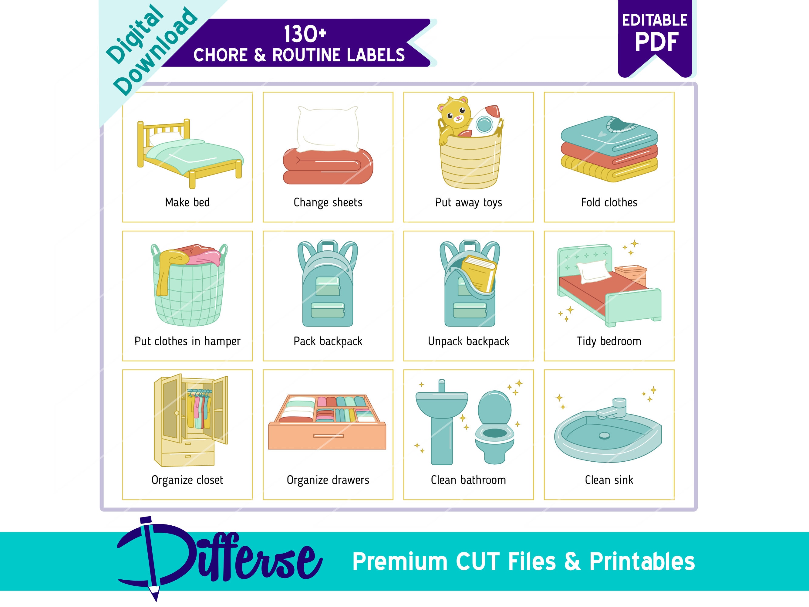 Visual Routine Chart | Visual Schedule | Kids Chore Chart | Chore Chart ...