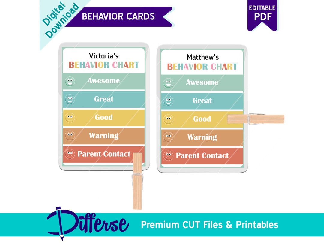Classroom Behavior Chart Behavior Card Behavior Tracker Consequence ...