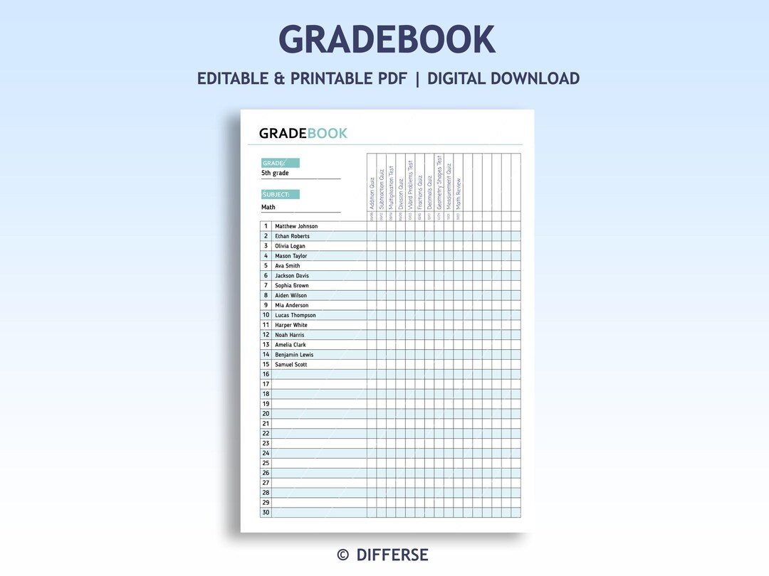 Gradebook | Homeschool Gradebook | Teacher Gradebook | Grade Tacker ...