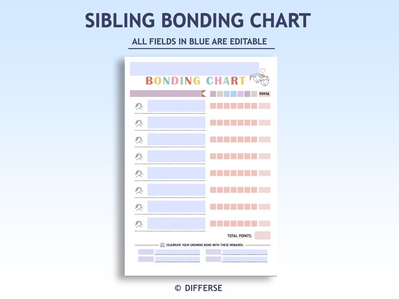 Sibling Bonding Chart | Stop Sibling Rivalry | Parenting Tool | Brother ...
