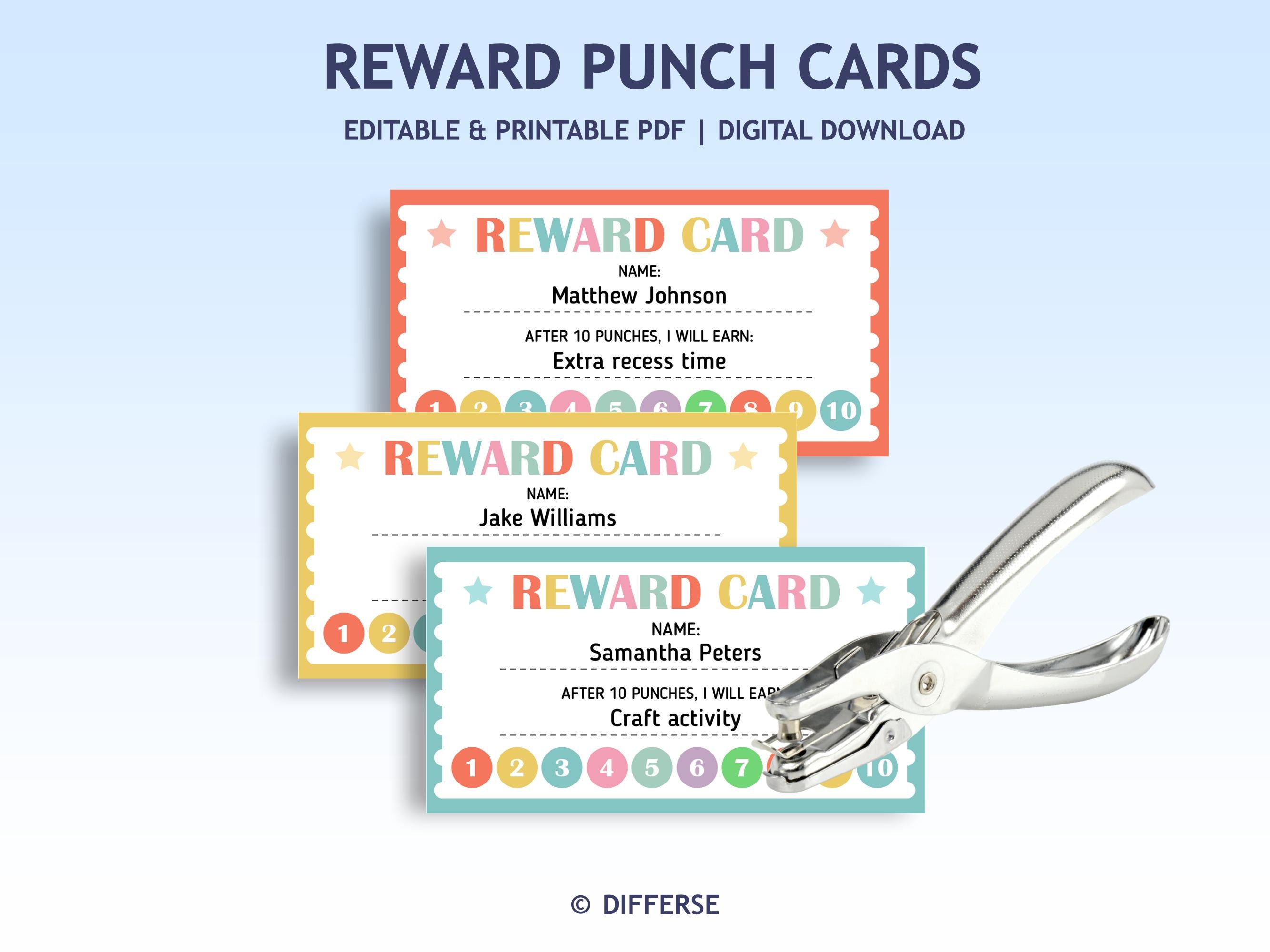 Reward Punch Cards | Reward Card | Reward System | Reward Coupon | Kids ...