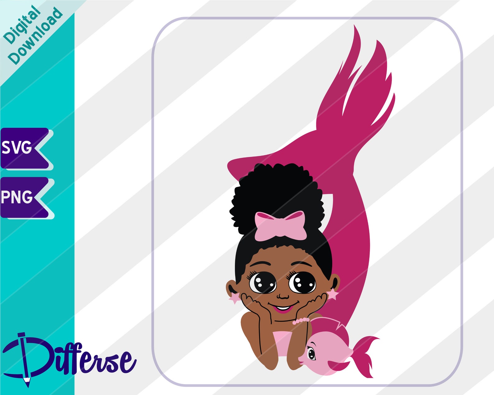 Cute Mermaid SVG Cut File & PNG Mermaid Clipart Mermaid - Etsy