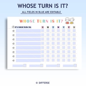 Whose Turn is It Chart | Taking Turns Chart | Kids Chore Chart ...