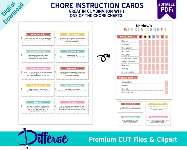 Chore Chart Bundle for Kids | Allowance Chart | Screen Time Checklist ...