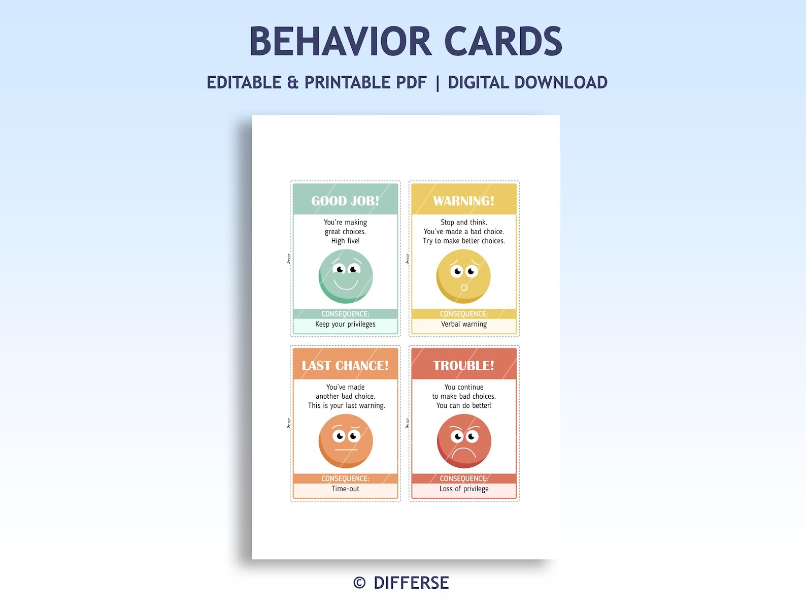 Behavior Cards for Kids | Kids Behavior Cards | Behavior Reward Cards ...