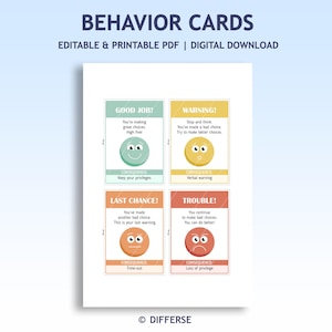 Behavior Cards for Kids | Kids Behavior Cards | Behavior Reward Cards ...