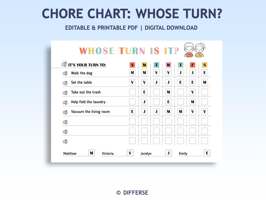 Whose Turn is It Chart | Taking Turns Chart | Kids Chore Chart ...