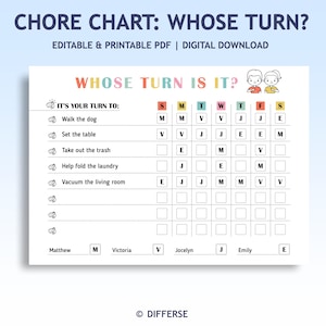 Whose Turn is It Chart | Taking Turns Chart | Kids Chore Chart ...