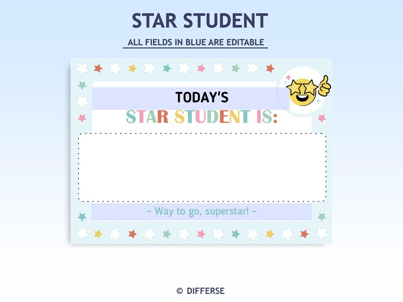 Editable Star Student of the Week Poster | Star Student Poster | Star ...