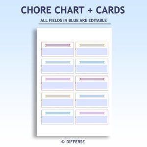 Chore Chart for Kids and Chore Instruction Cards | Responsibility Chart ...