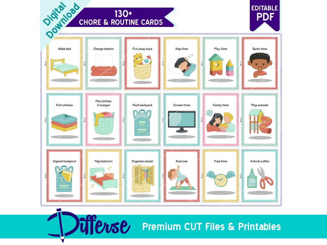 Kids Routine Cards | Daily Chore Cards | Kids Chores | Visual Routine ...