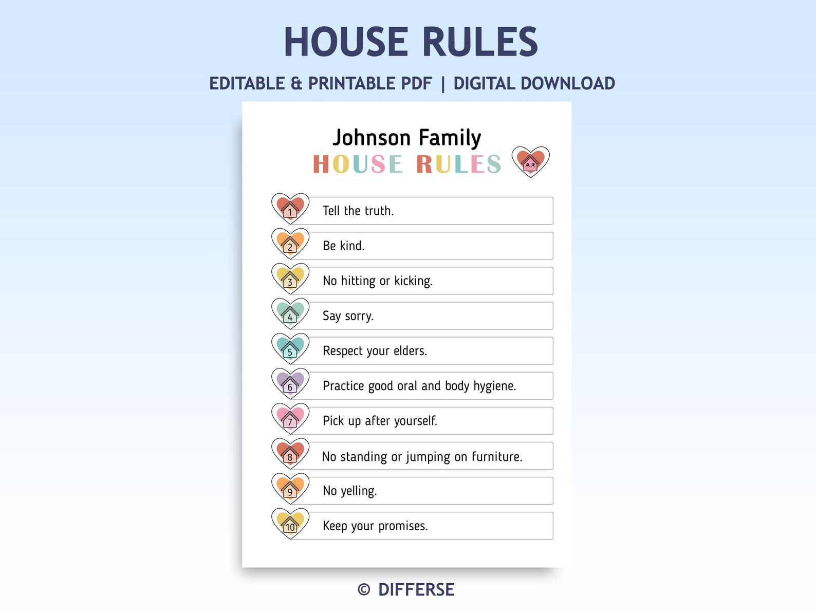 House Rules for Kids | Family House Rules | Family Rules | Home Values ...