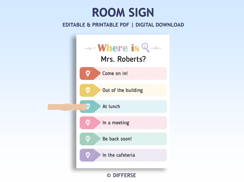 Where is the Teacher Door Sign | Editable Classroom Door Poster ...