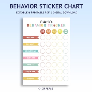 Behavior Sticker Chart | Behavior Tracker | Behavior Chart for Kids ...
