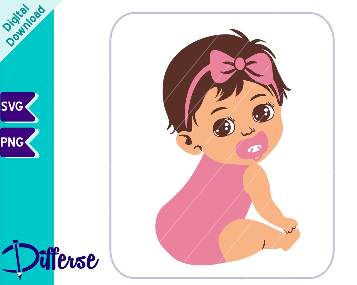 Newborn With Pacifier | SVG Cut File & PNG | Baby Girl SVG | Baby ...