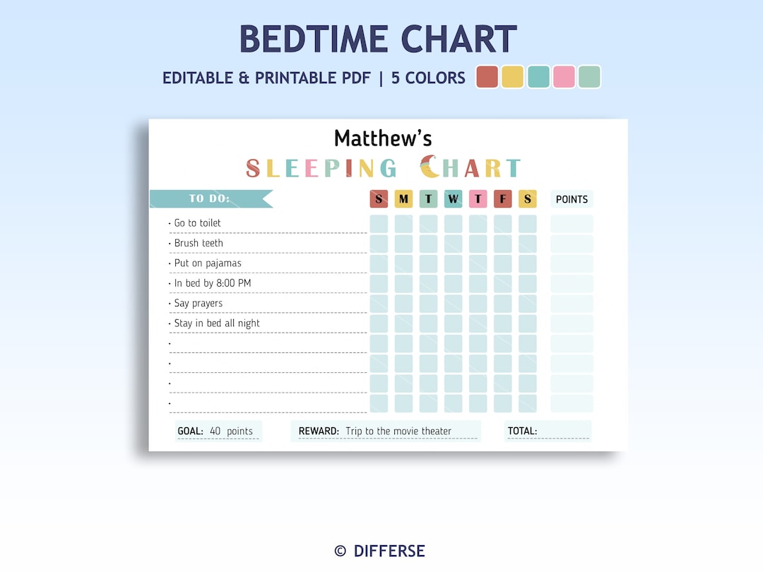 Editable Kids Bedtime Routine | Bedtime Checklist | Bedtime Chart ...