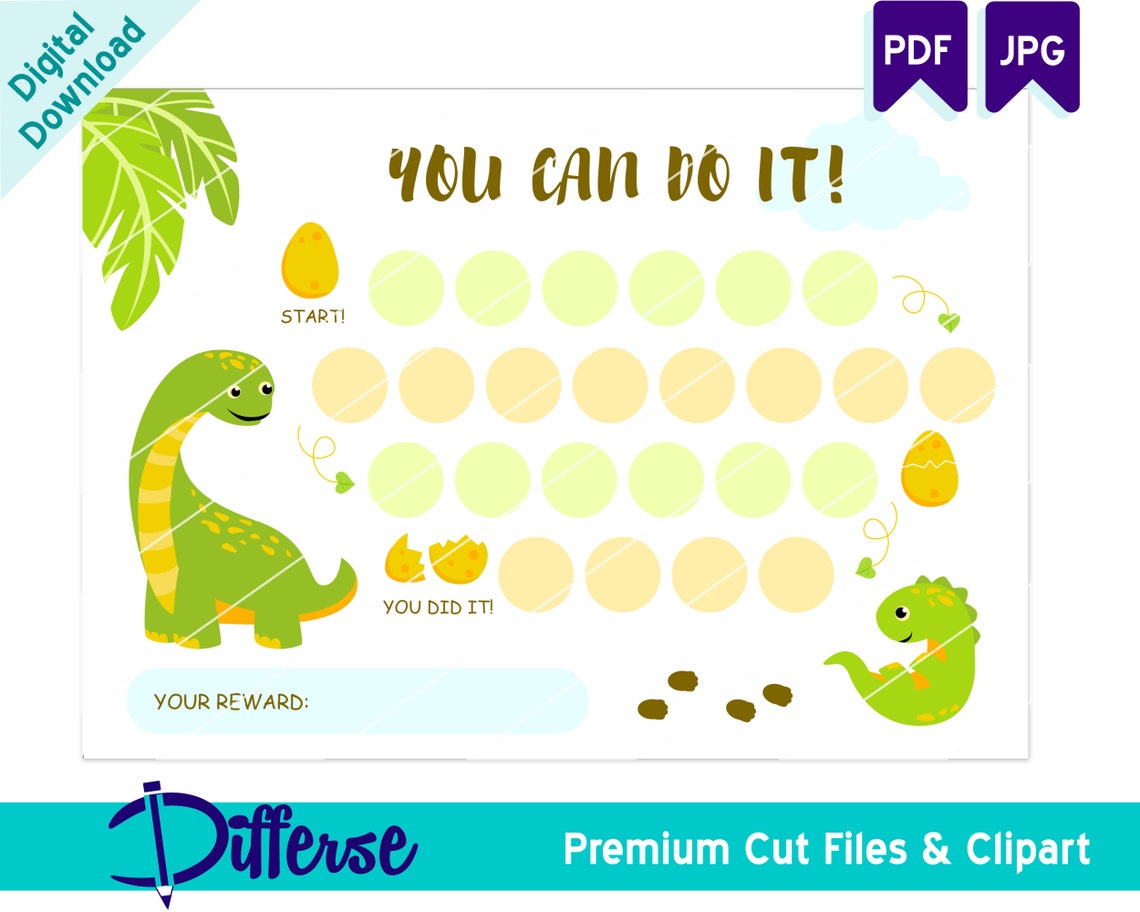 Printable Dinosaur Reward Chart for Kids Behavior Chart - Etsy