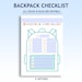Kids Backpack Checklist | Editable Backpack List | School Backpack ...
