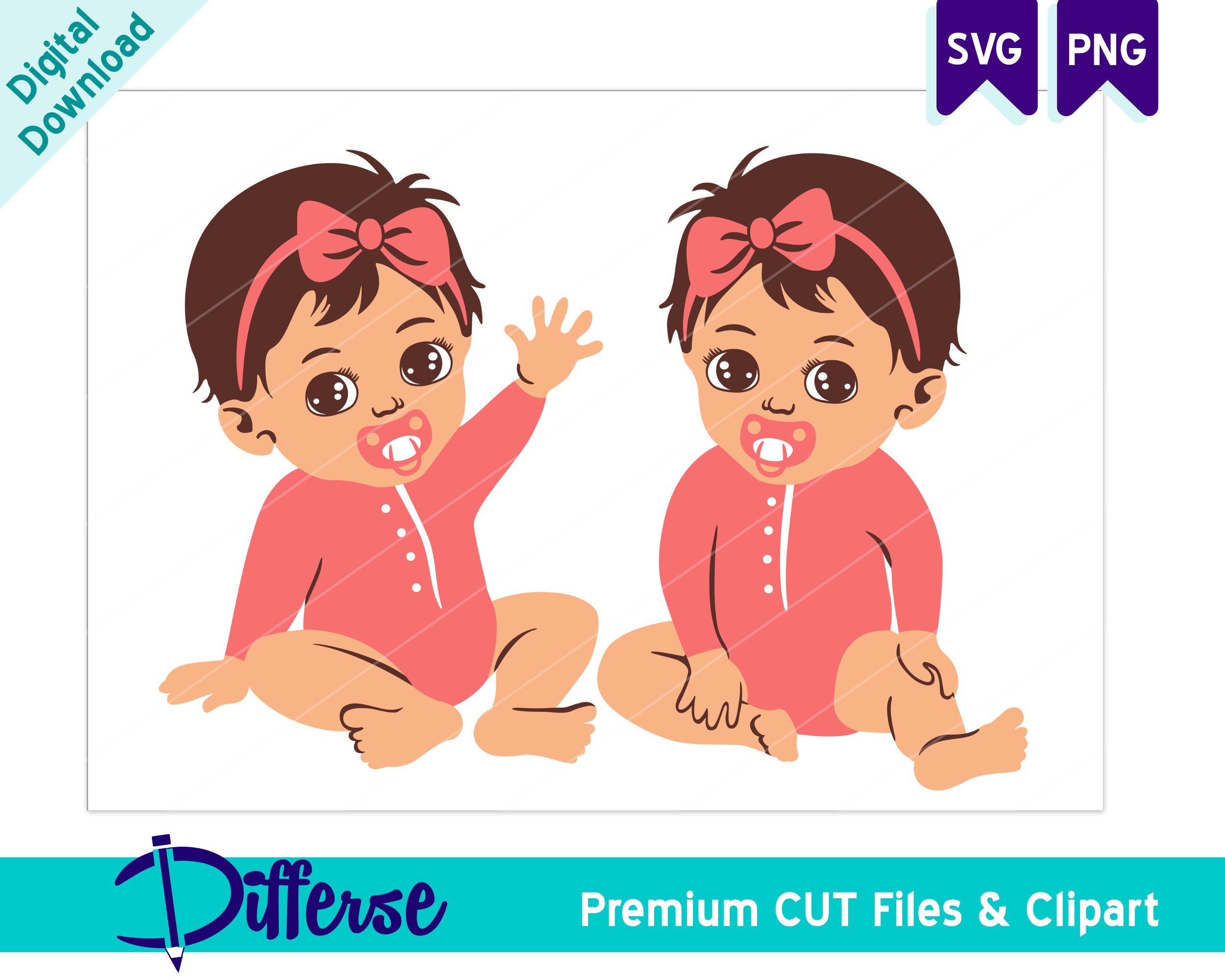 Baby Twins Girls Clipart