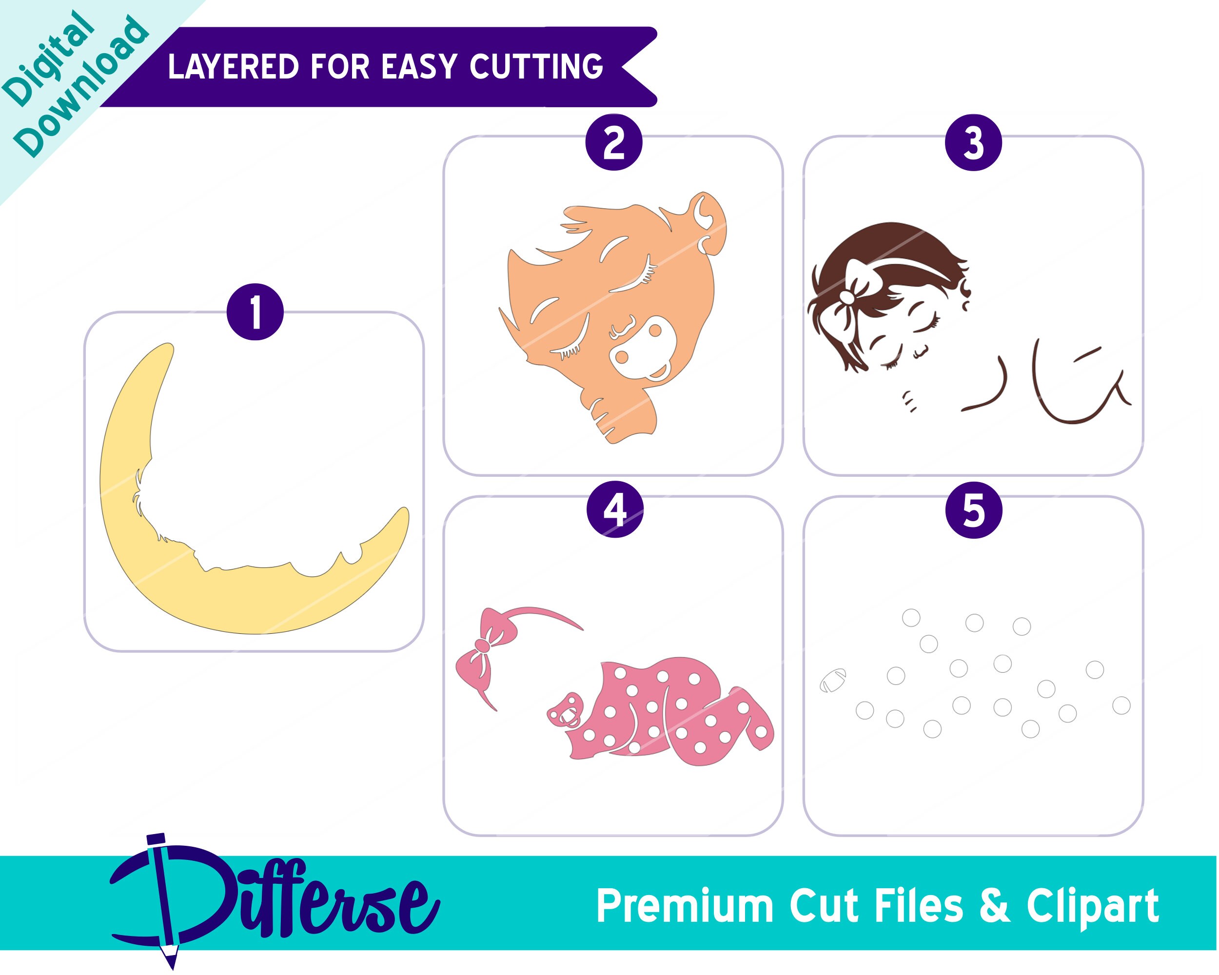 Baby Sleeping on the Moon SVG Cut File & PNG Sleeping Baby - Etsy