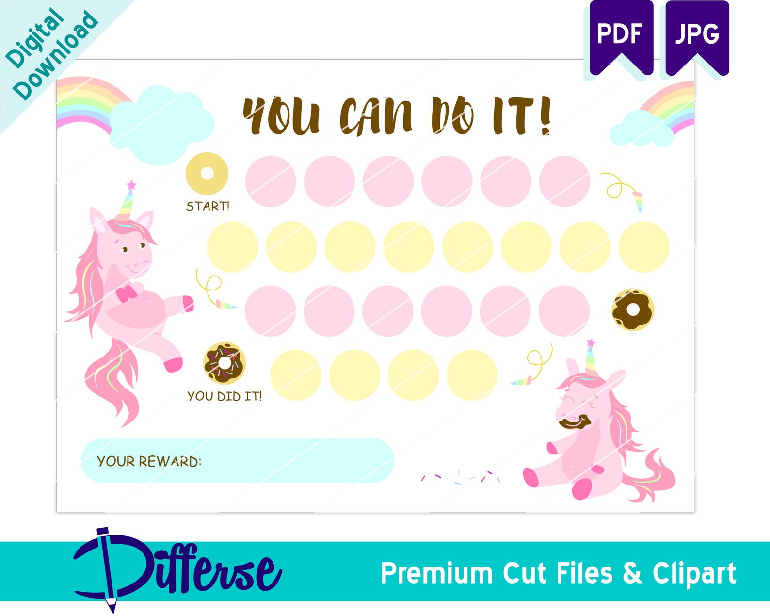 Printable Unicorn Reward Chart for Kids Behavior Chart - Etsy