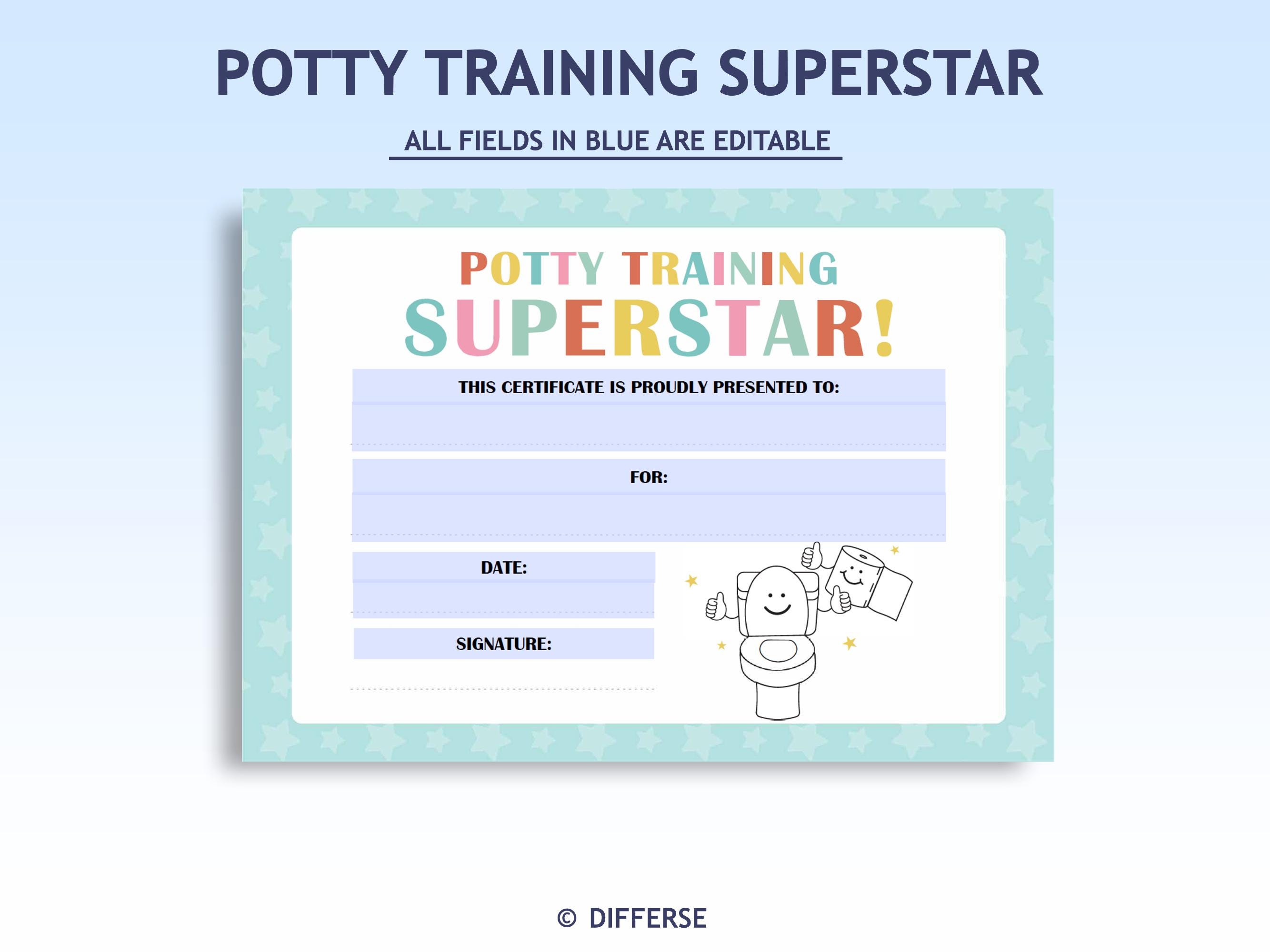Editable Potty Training Certificate | Potty Training Award | Potty ...