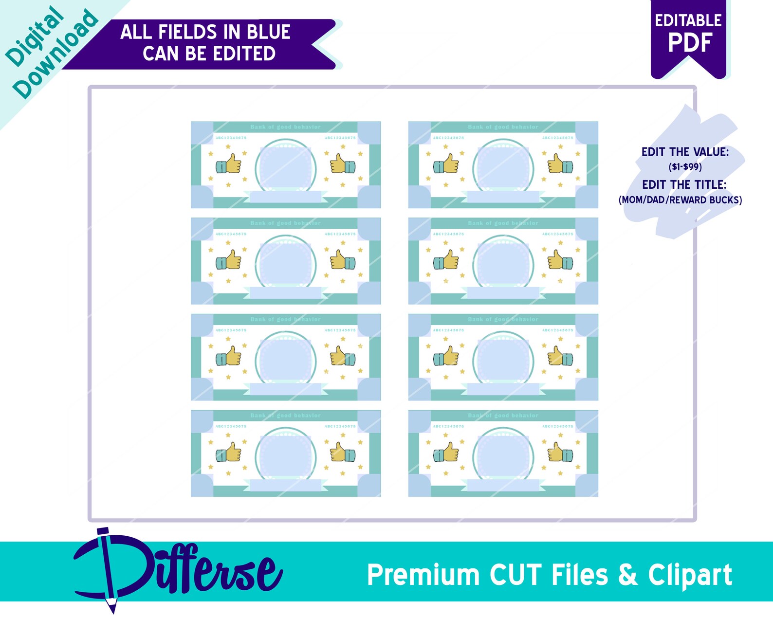 Editable Mom Bucks PDF Reward System for Kids Behavior - Etsy