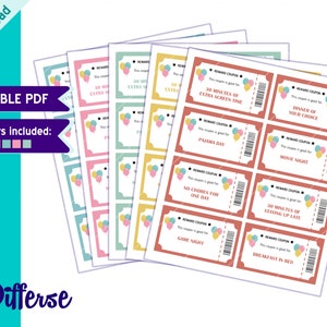 Reward Coupons for Kids Editable Reward Coupons Kids Reward Coupons PDF ...