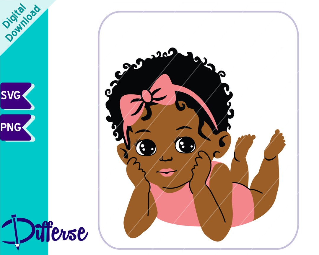 Beautiful African American Baby Girl | SVG Cut File & PNG | Baby Girl ...