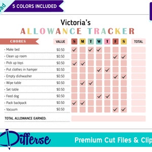 Editable Allowance Chart for Kids Allowance Tracker - Etsy