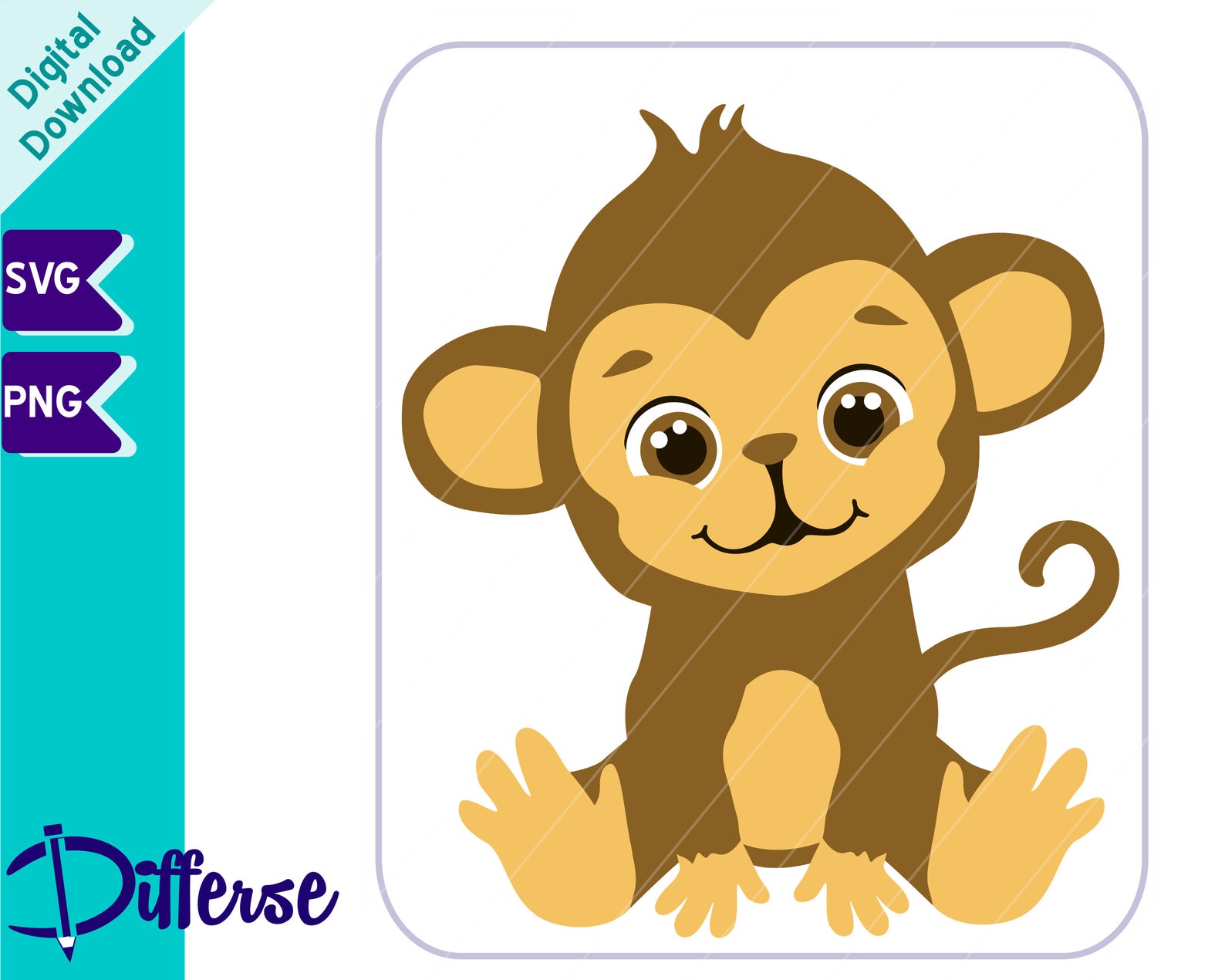 Cute Baby Monkey SVG SVG Cut File & PNG Monkey Svg Baby - Etsy