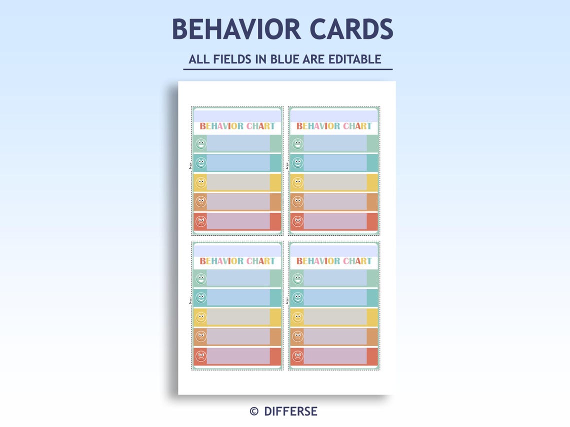 Classroom Behavior Chart | Behavior Card | Behavior Tracker ...