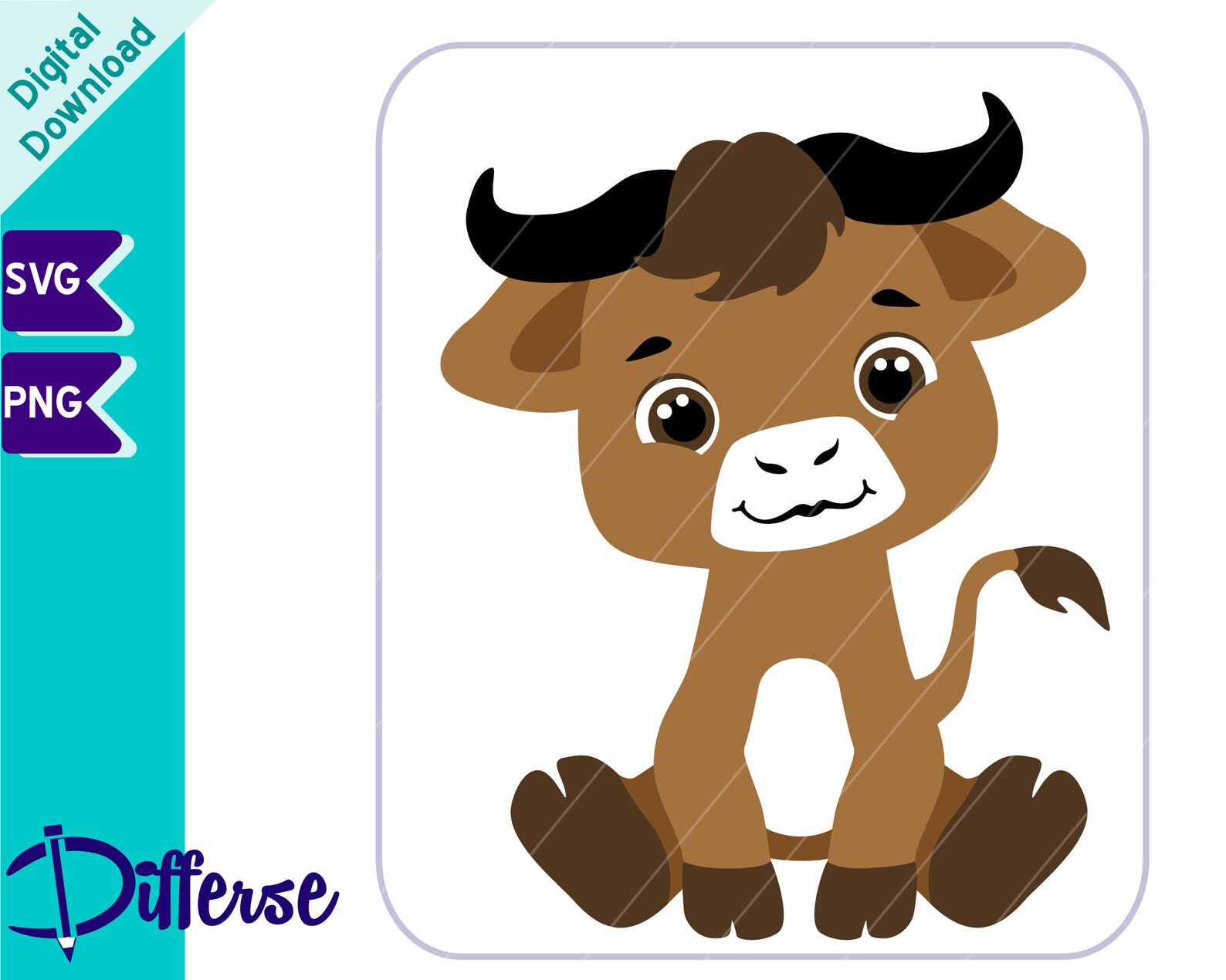 Cute Baby Buffalo SVG SVG Cut File & PNG Buffalo Svg - Etsy