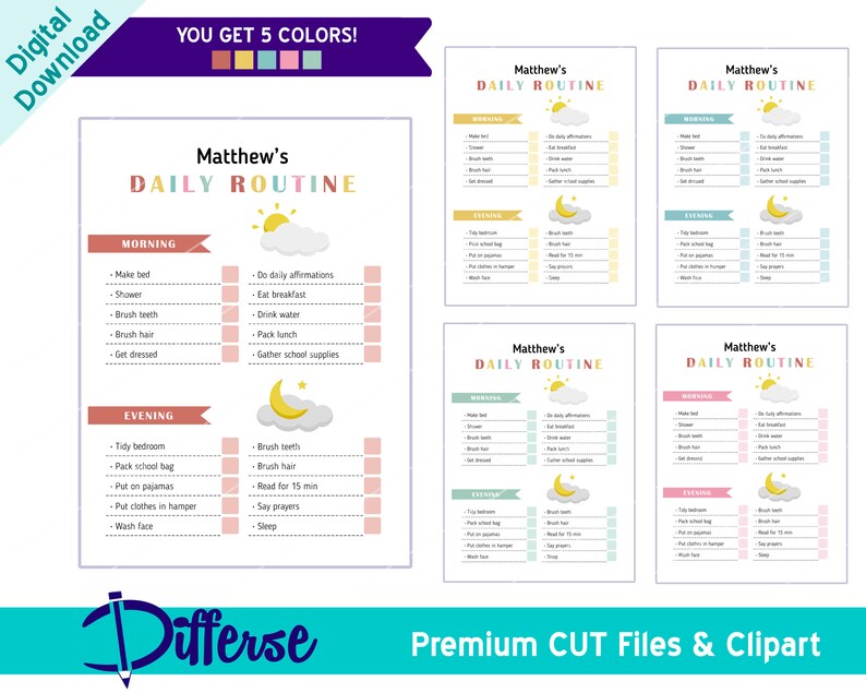 Routine Chart for Kids Chore Chart Daily Checklist Chore - Etsy