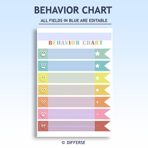 Colorful Behavior Chart | Behavior Chart Smiling Faces | Behavior Chart ...
